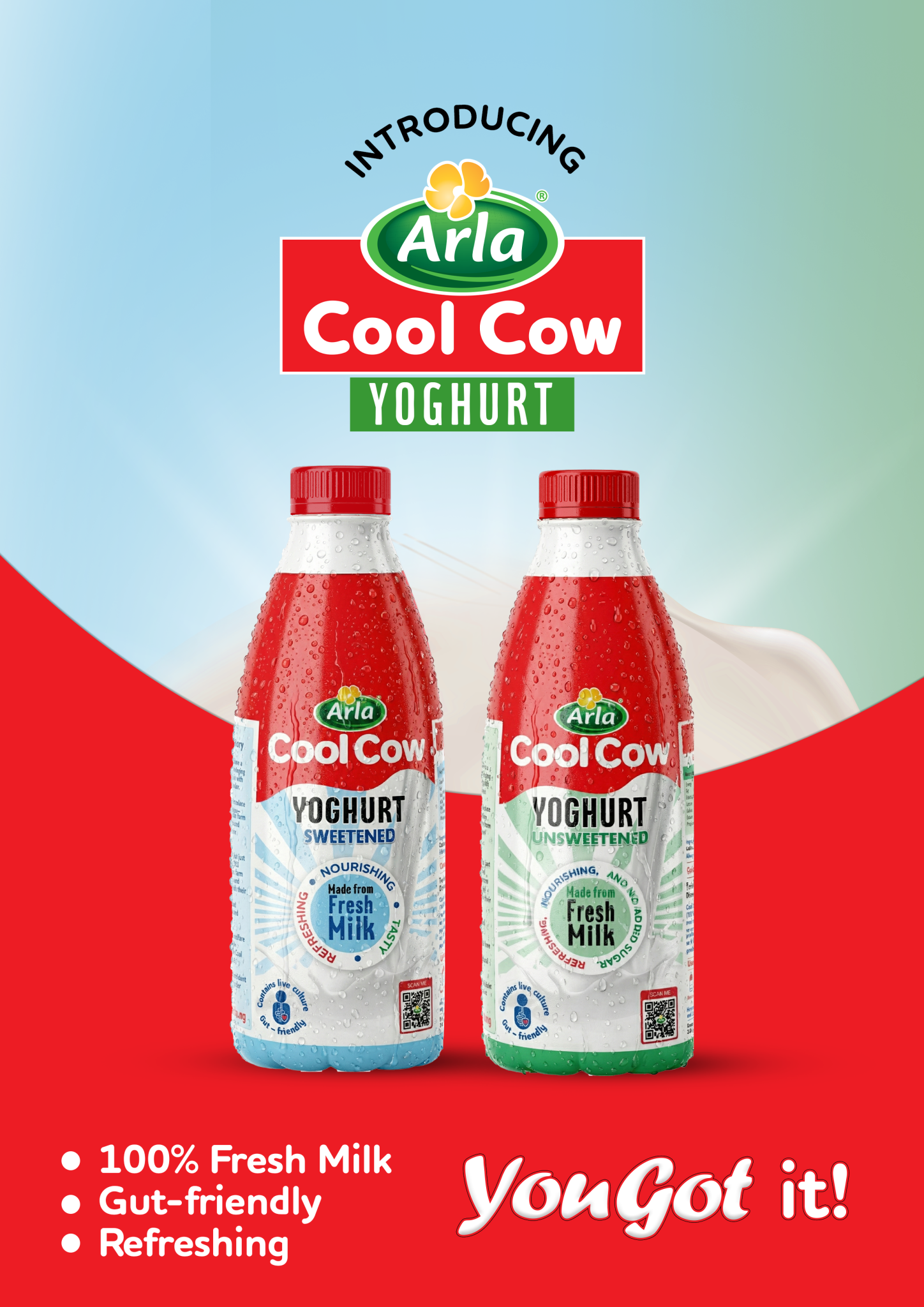 Arla's Cool Cow Yoghurt is Here. Made with 100% Fresh Milk